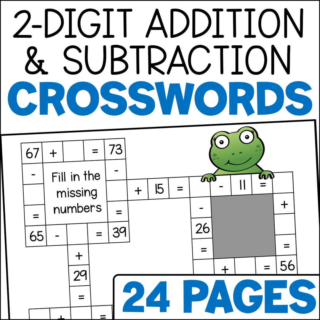 2 Digit Addition and Subtraction Math Puzzles, Math Crosswords to ...