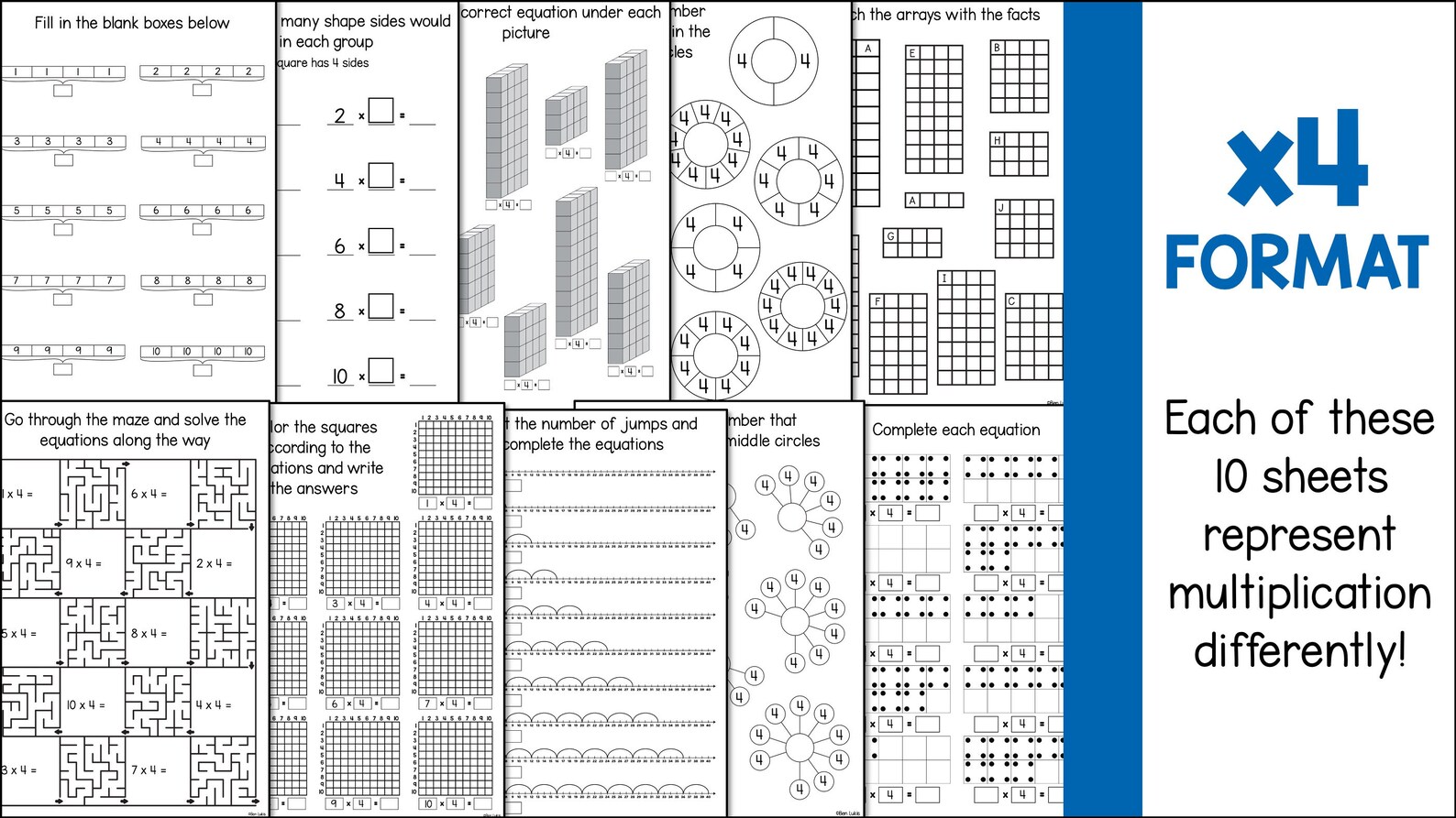 Multiplication Practice Worksheets for 4 Times Table, Printable ...