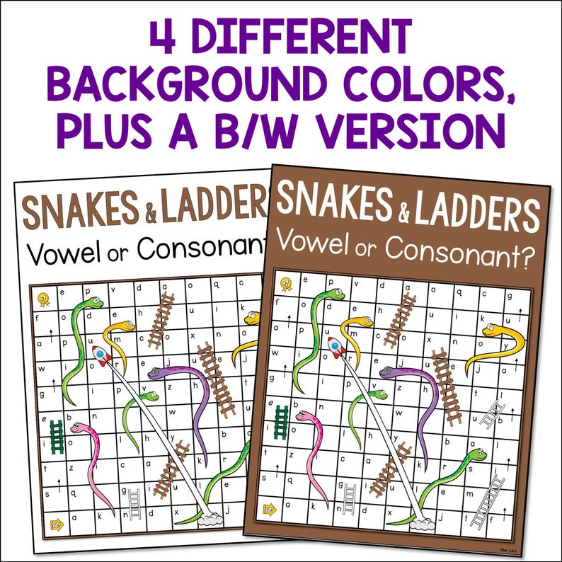 Snakes and Ladders Game, Vowel Consonant Learning (digital Download) - Etsy
