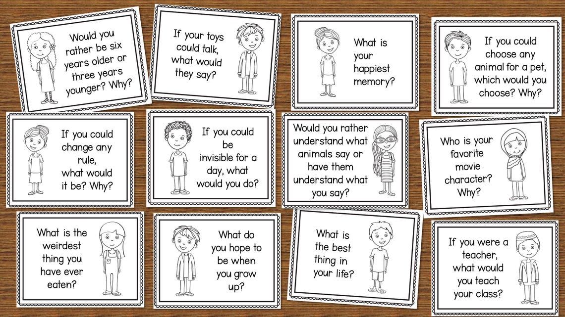Back to School Question Cards, Discussion Prompts (printable PDF) - Etsy