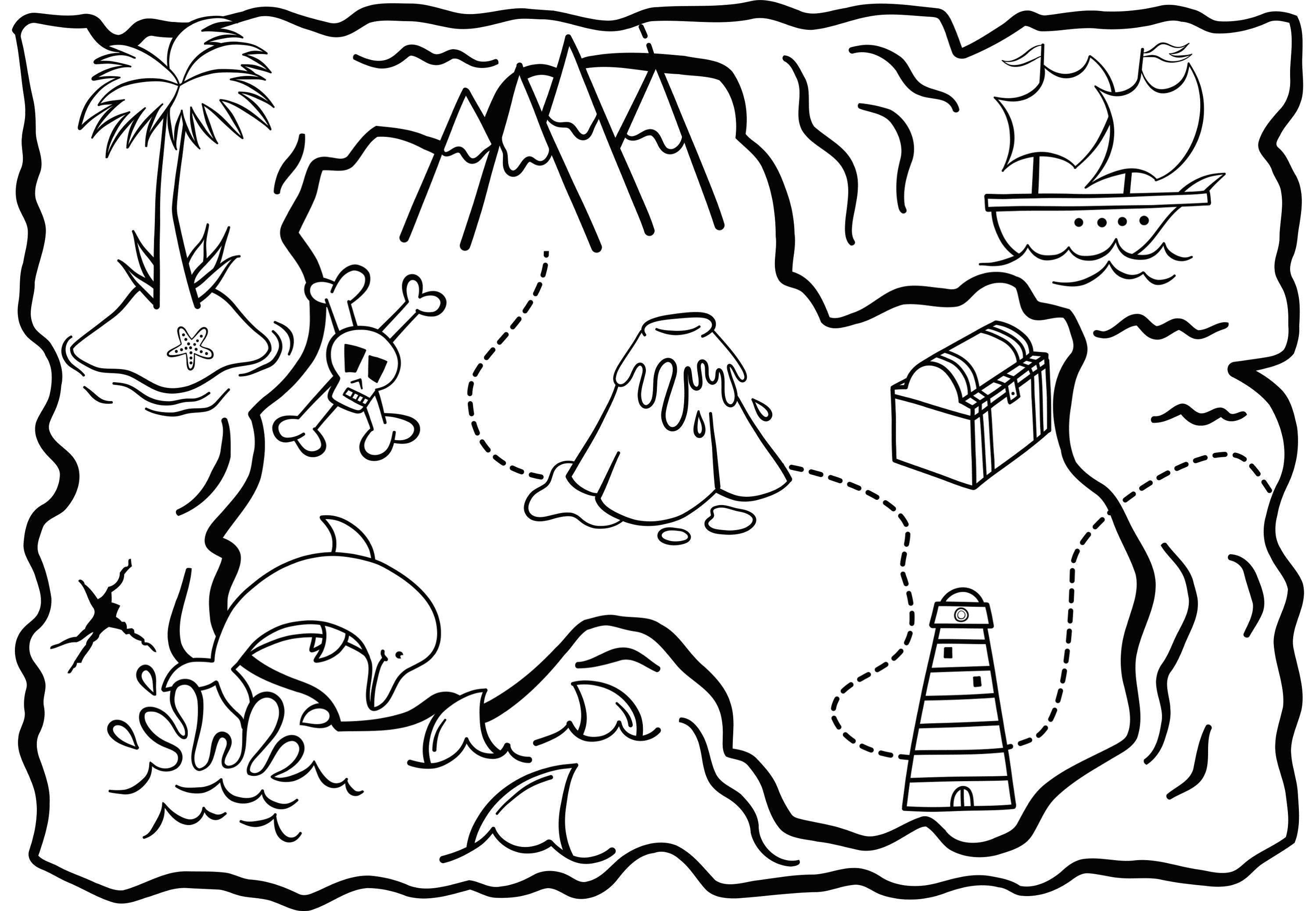 Pirate Treasure Maps Coloring Pages, Kids Printable Activity, Digital ...