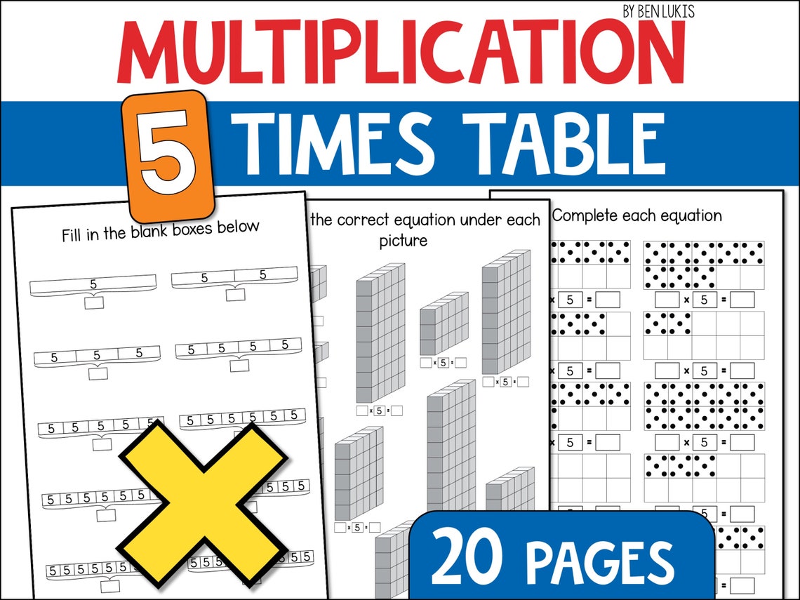 Multiplication Practice Worksheets for 5 Times Table, Printable ...