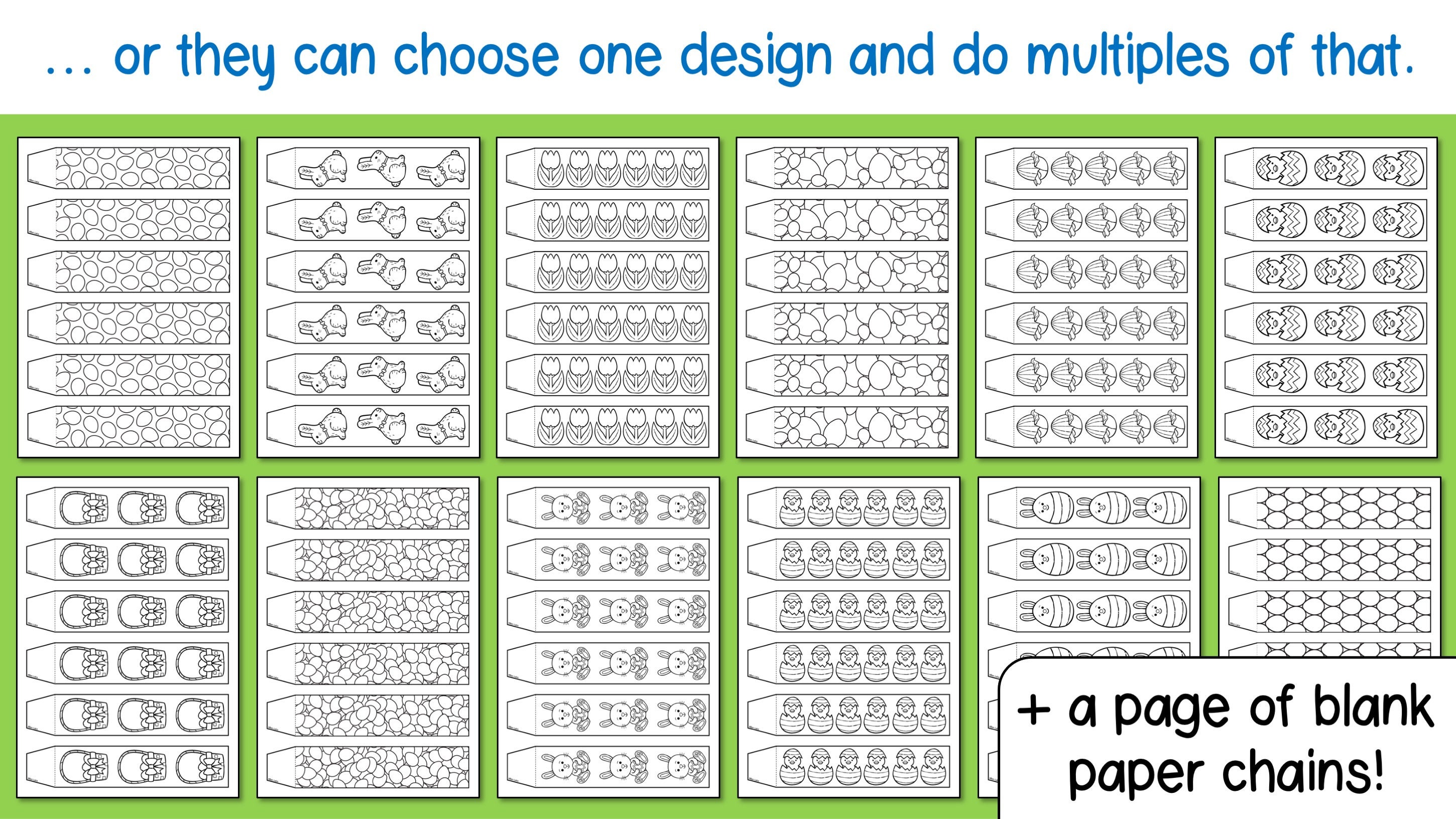 Easter Paper Chain Craft, Easter Coloring Decorations and Craftivity ...