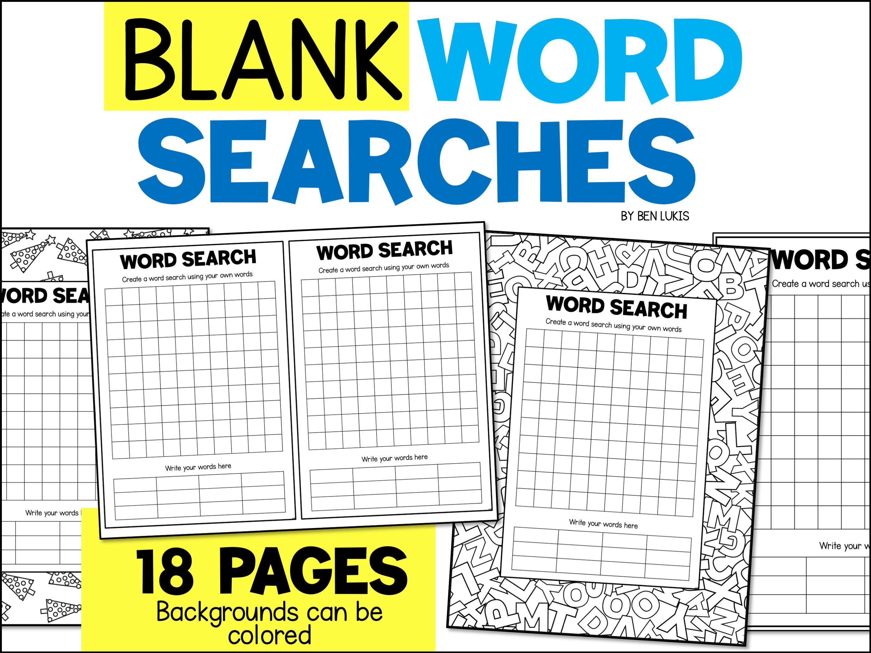 Blank Word Search Templates for Kids, Printable PDF Blank Puzzle Pages ...