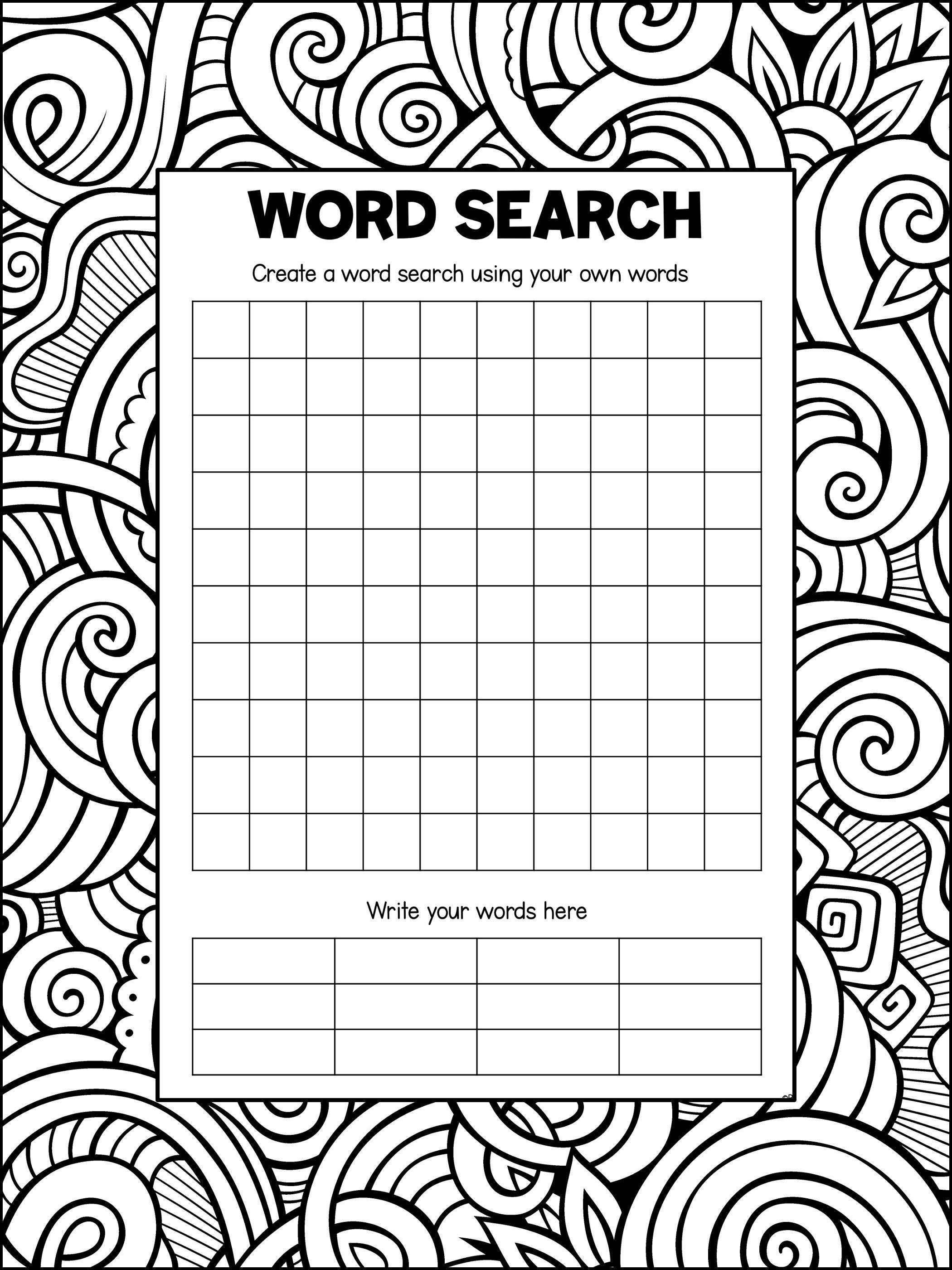 Blank Word Search Templates for Kids, Printable PDF Blank Puzzle Pages ...