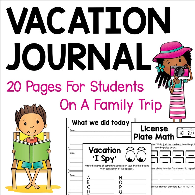 Road Trip Vacation Journal for Kids, Work Packet for Family Trip ...