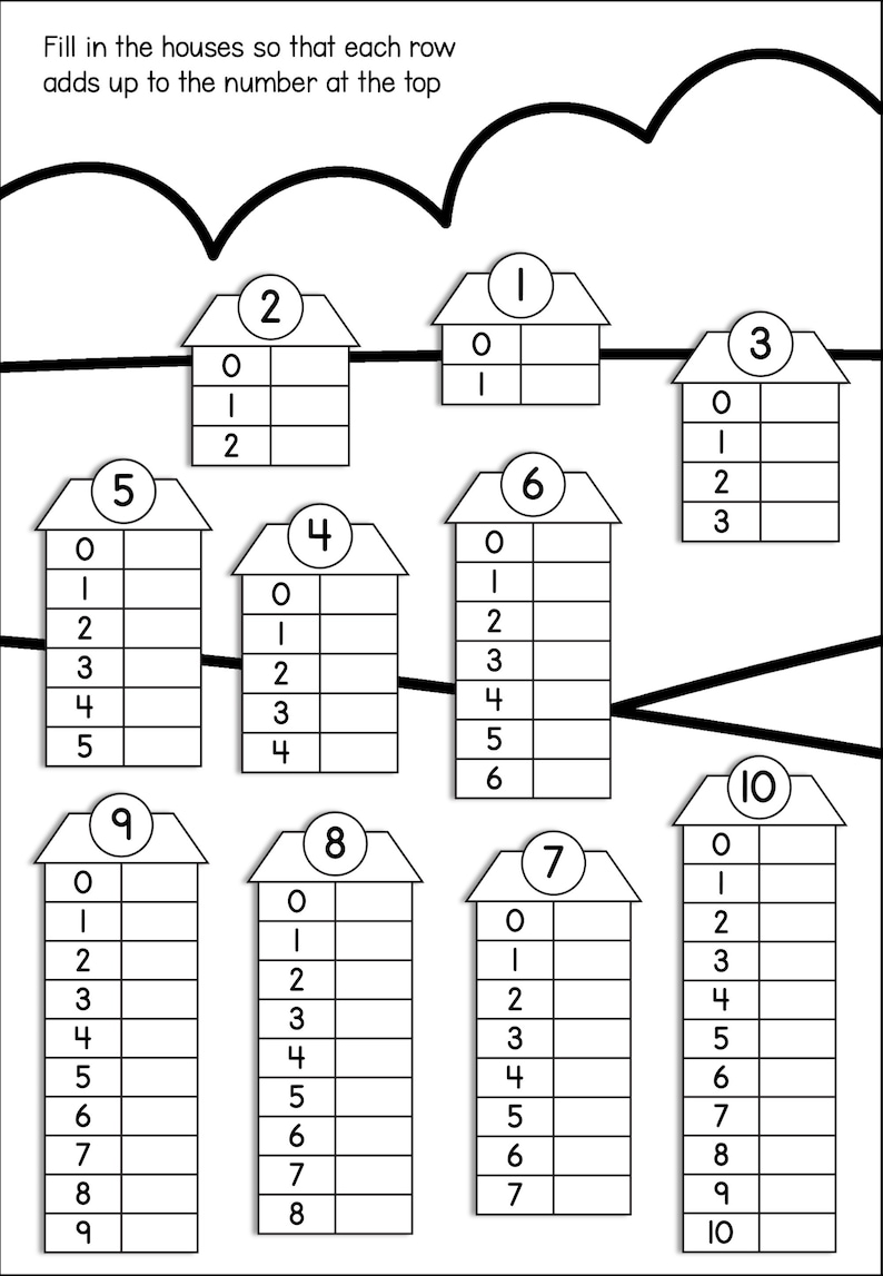 Addition Facts to 10 Worksheets for Math Fact Practice and Fluency ...