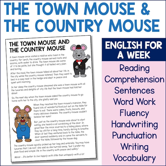 The Town Mouse and the Country Mouse Aesop Fables Activities - Etsy
