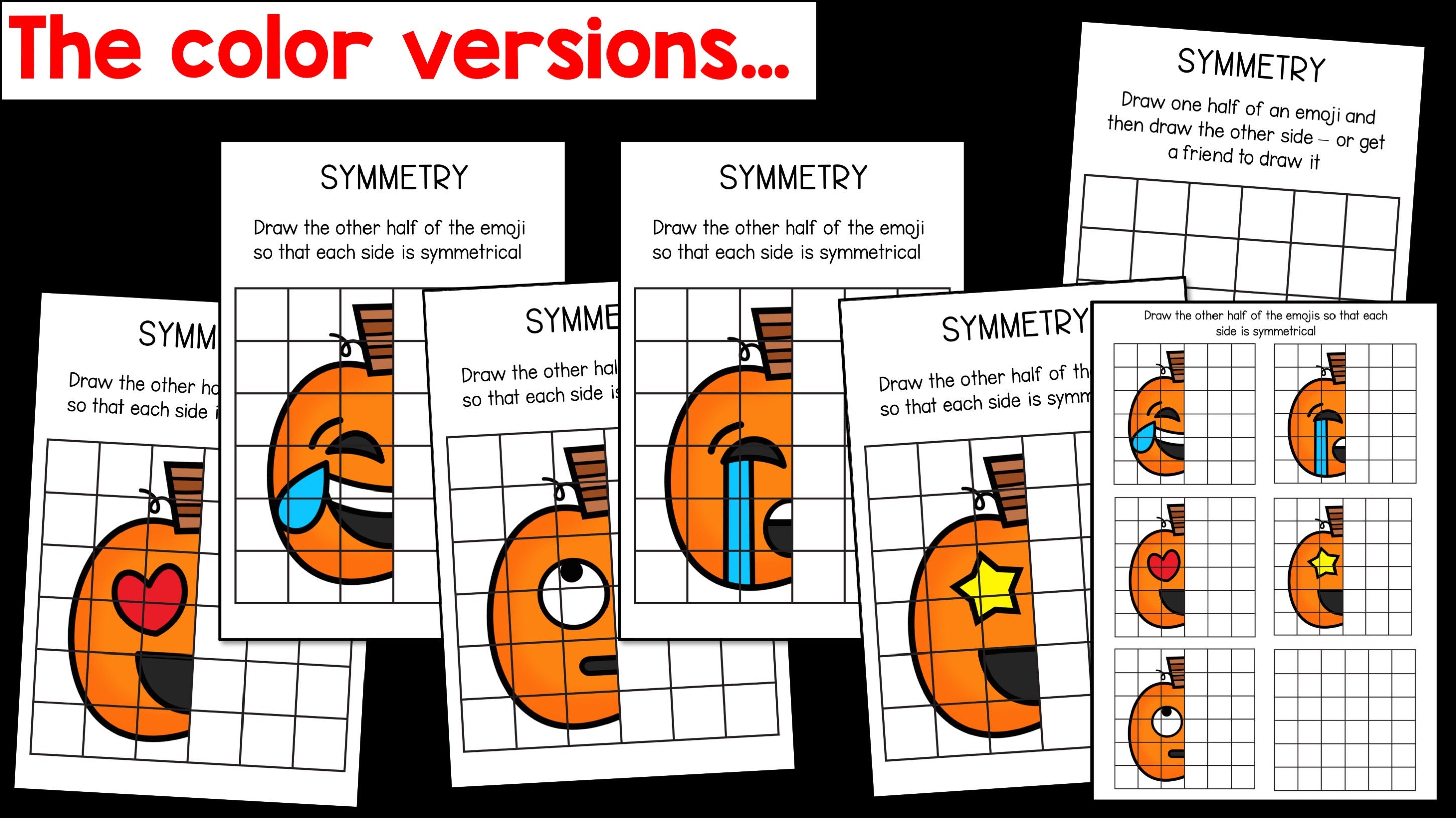 Symmetry Drawing Math Worksheets, Halloween Activities for Symmetry Art ...