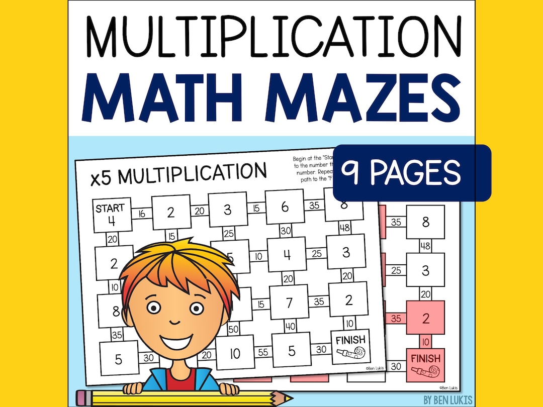 Multiplication Fact Mazes, Times Tables Math Activities for Kids ...