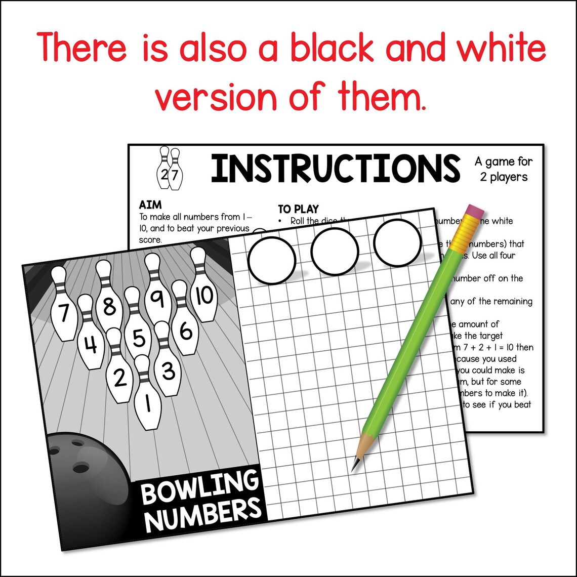 Four Operations Math Game, Bowling Numbers, Math Facts Printable PDF ...
