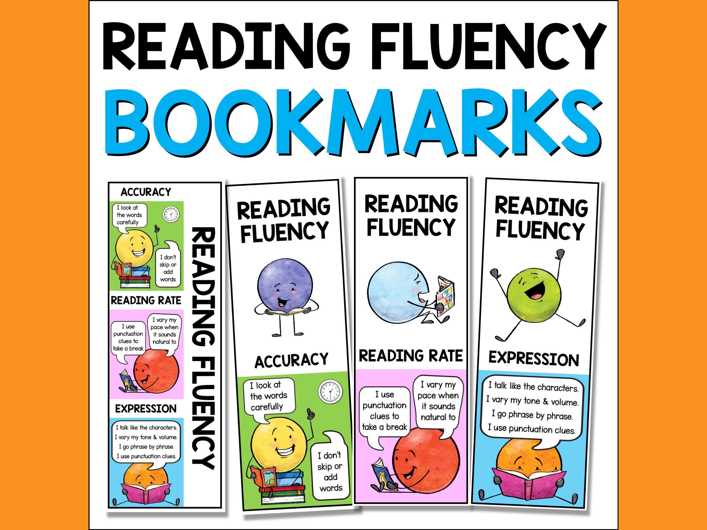 Reading Fluency Bookmarks for Kids, Printable Homeschool & Home Reading ...