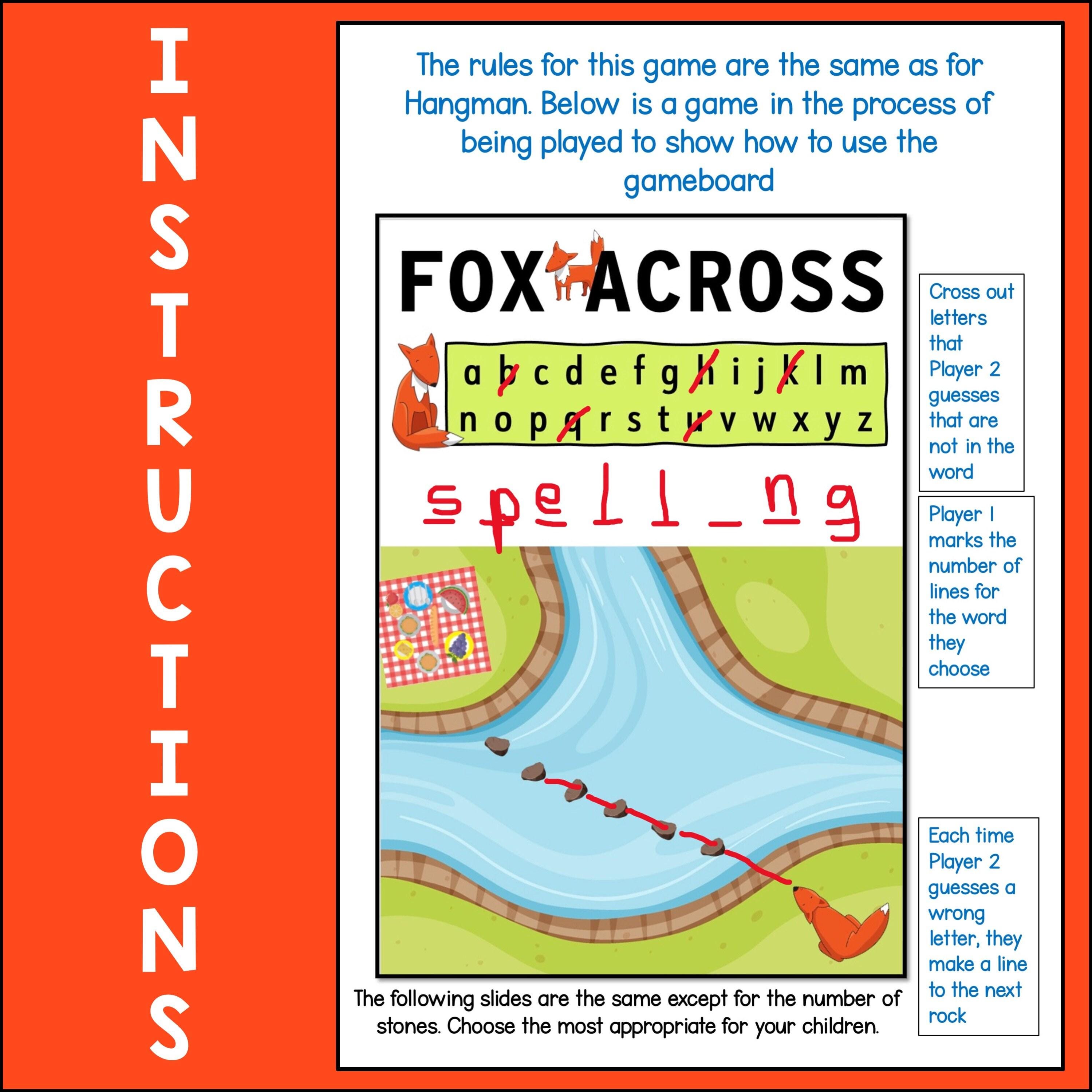 Hangman Alternative Spelling Game, Fun Spelling Activity, Fox Across ...