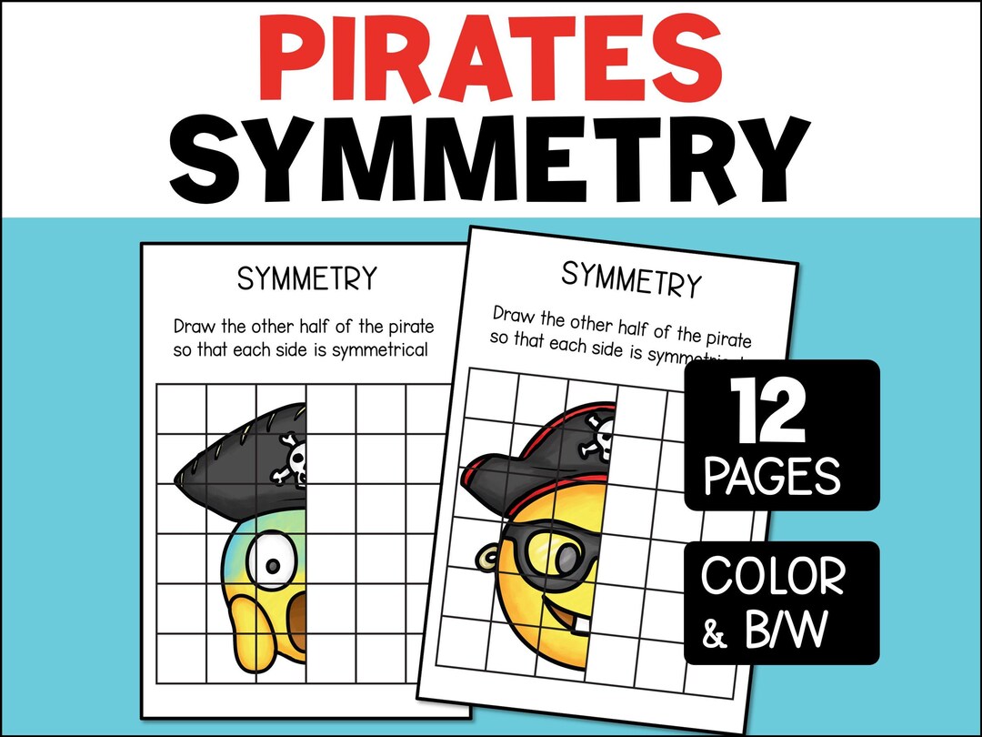 Pirate Symmetry Art and Math Worksheets, Pirate Drawing Geometry ...