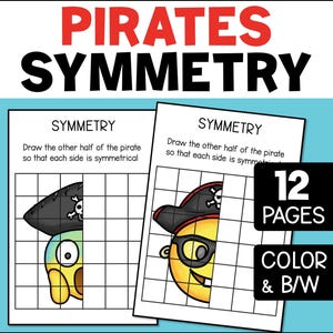 Pirate Symmetry Art and Math Worksheets, Pirate Drawing Geometry ...