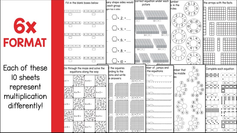 Multiplication Practice Worksheets for 6 Times Table, Printable ...