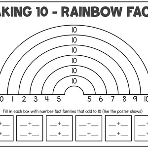 Addition to 10 Number Bonds Printable Poster and Math Fluency Worksheet ...