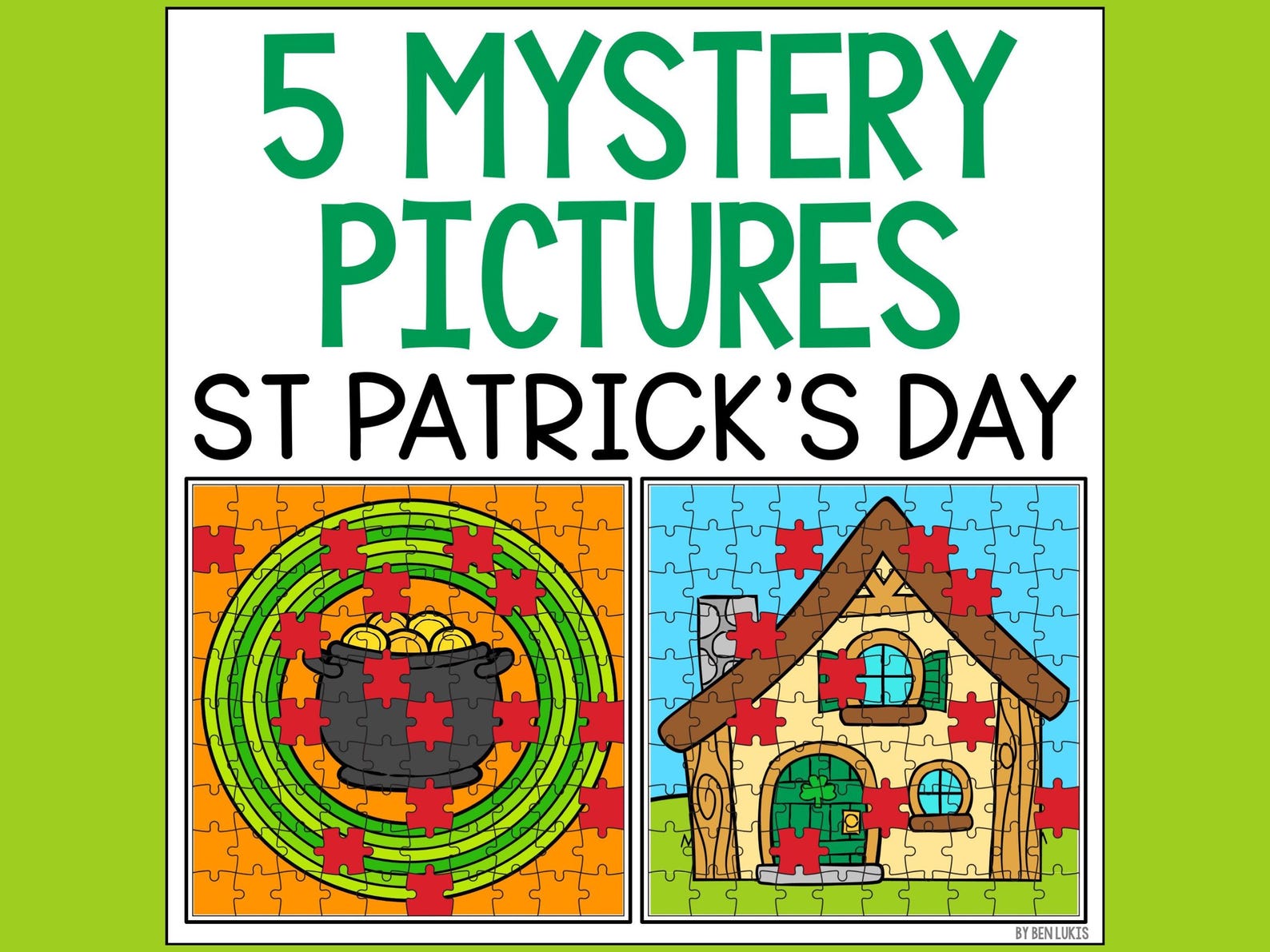 St Patricks Day Mystery Picture Reveal Puzzles for Kids, Images to ...
