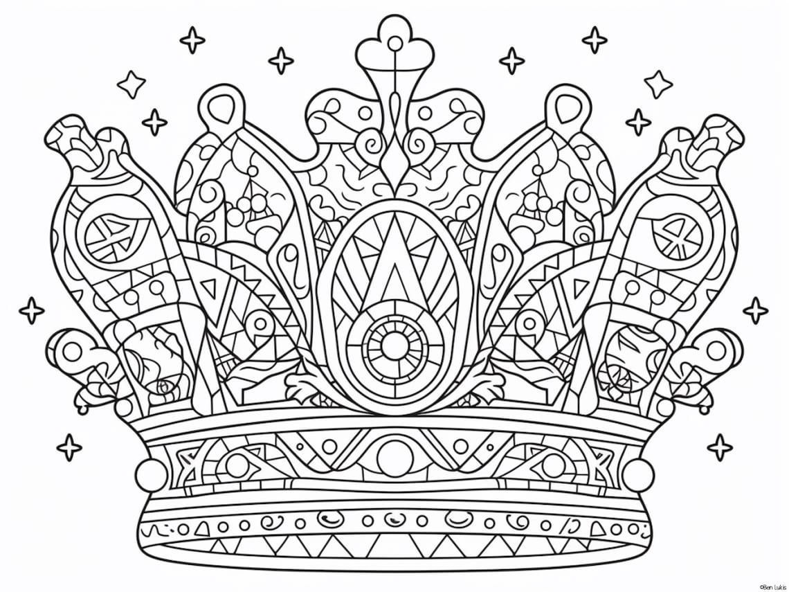 Crown Coloring Pages for Kids and Adults, 9 Coronation Coloring Sheets ...