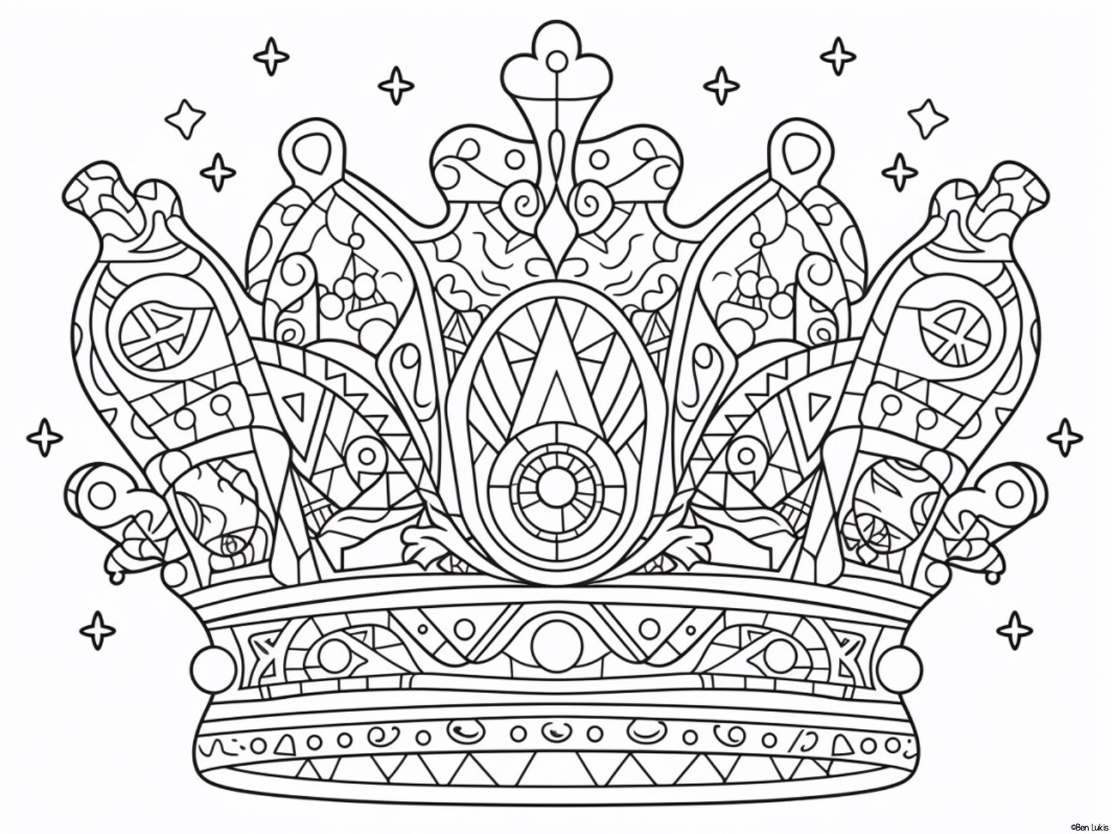 Crown Coloring Pages for Kids and Adults, 9 Coronation Coloring Sheets ...
