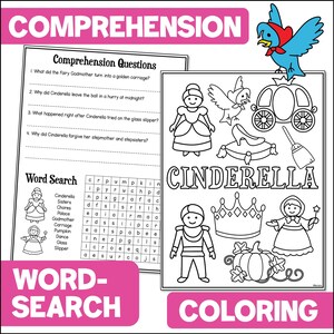 Cinderella Reading Activity, Comprehension Questions, Word Search ...