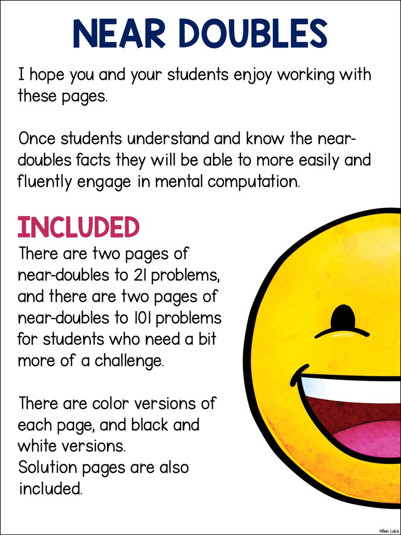 Near Doubles Math Facts Worksheets Early Algebra Math - Etsy