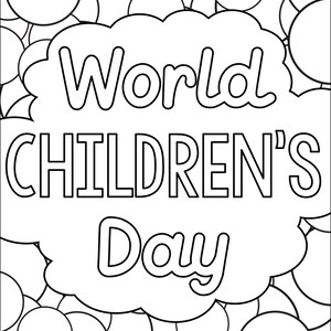 World Children's Day Coloring Pages, Kids Educational Activity (digital ...