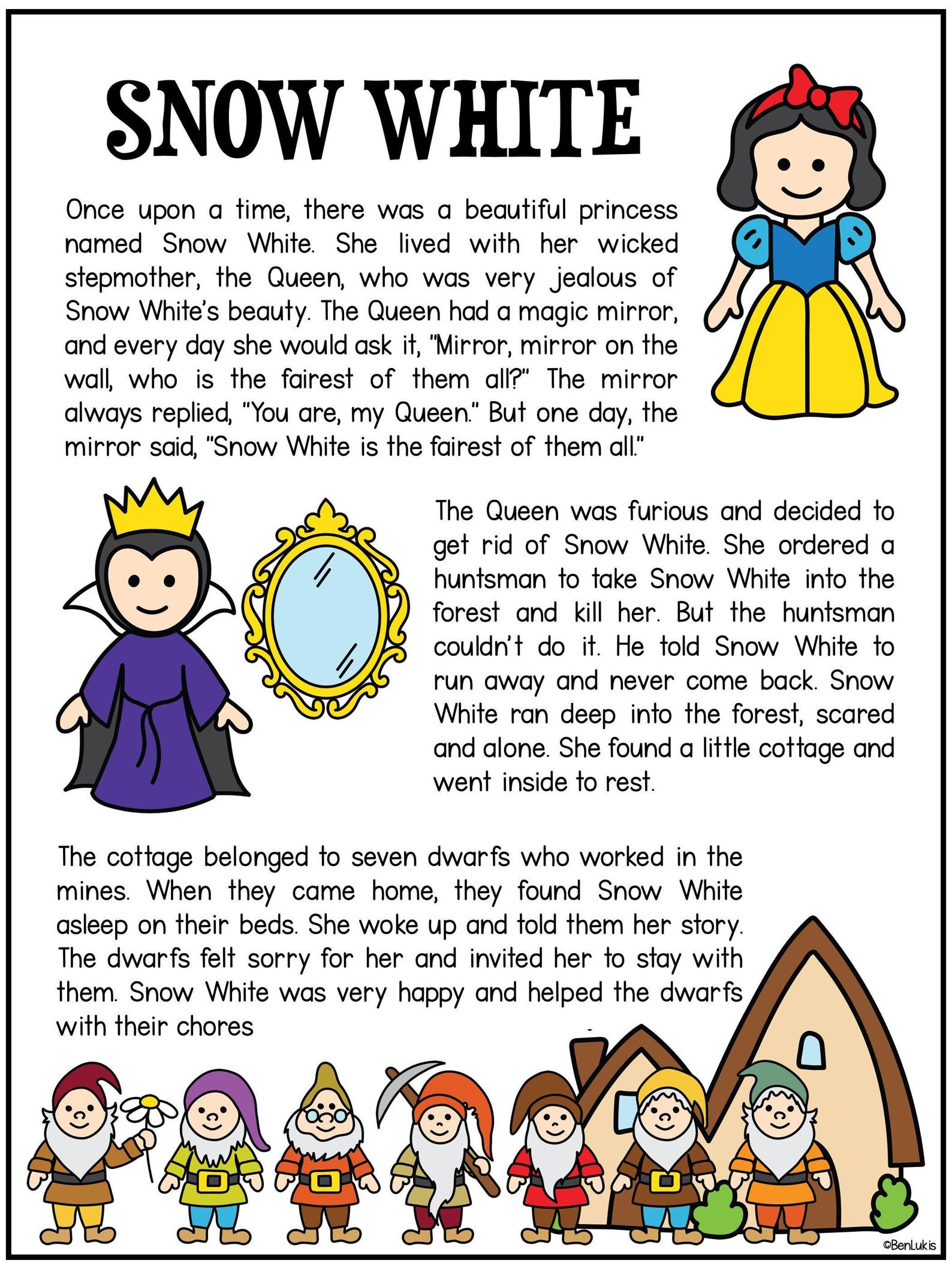 Snow White Reading, Comprehension Worksheets, Printable Word Search ...