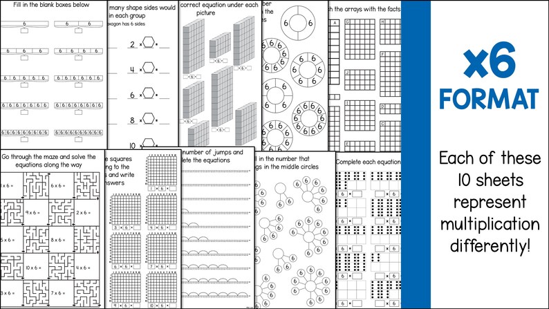 Multiplication Practice Worksheets for 6 Times Table, Printable ...