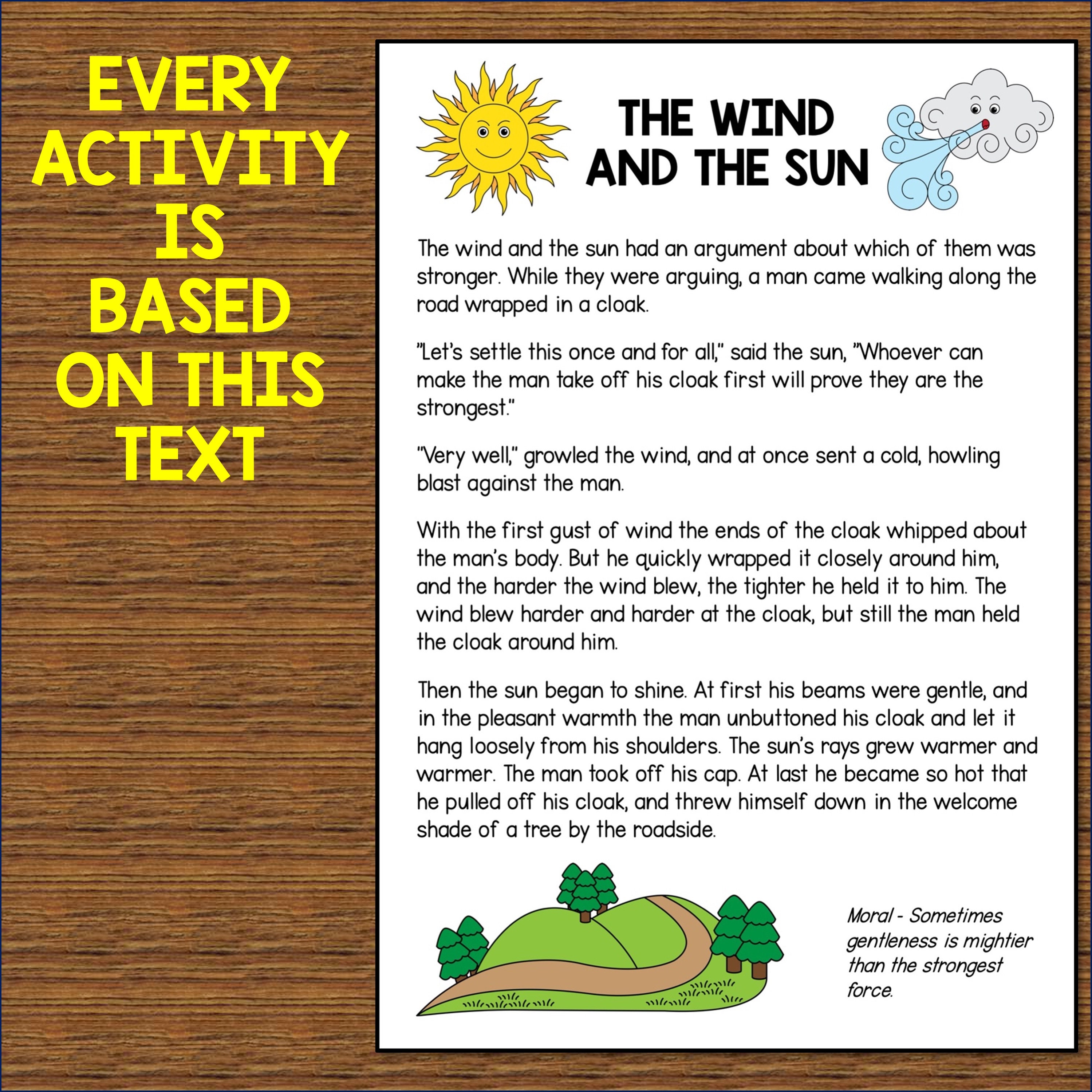 The Wind and the Sun, Aesop's Fables, ELA Literacy for A Week, Writing ...