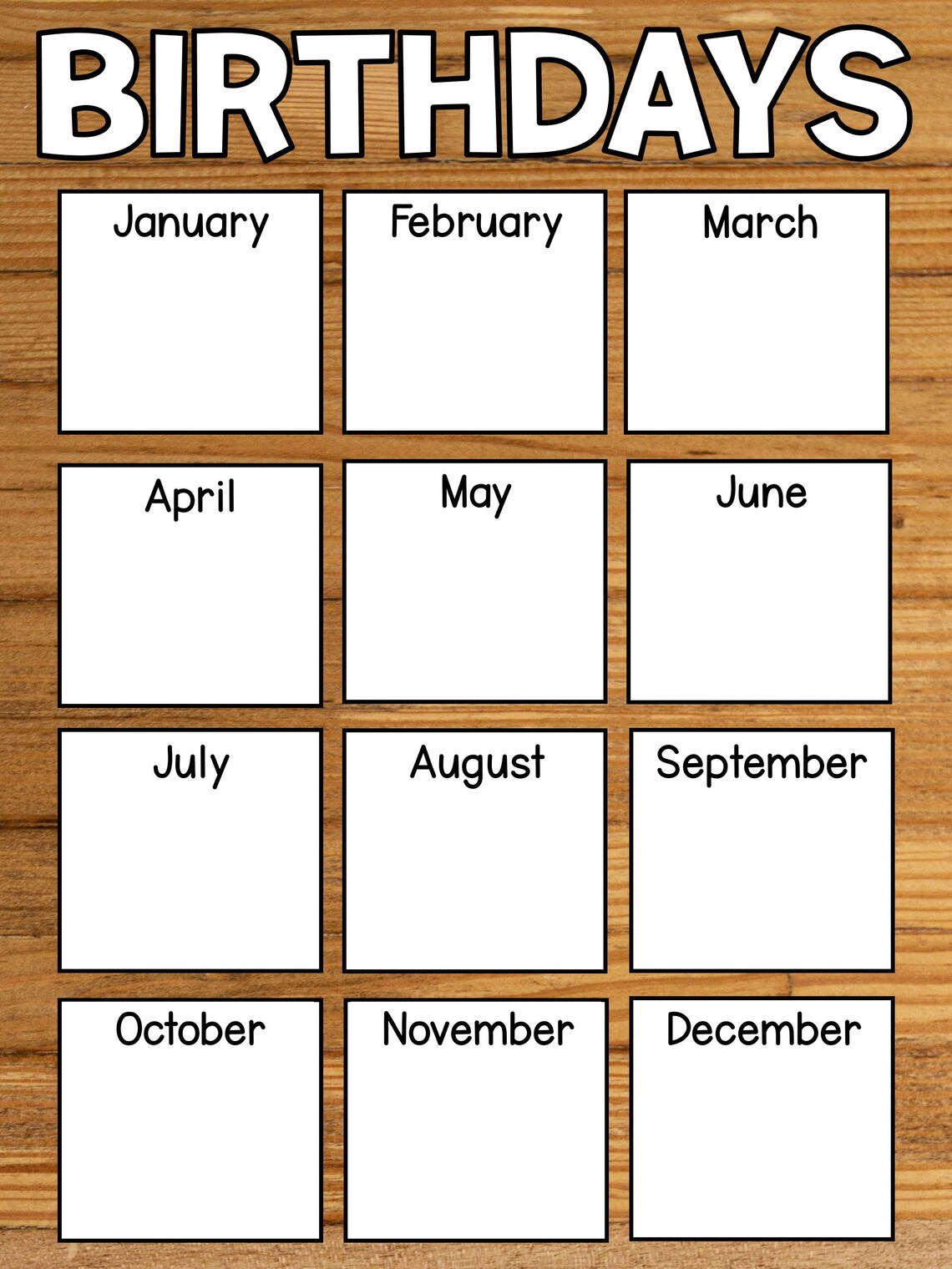 Birthday Chart Posters for Home or School, Birthday Tracker for Early ...