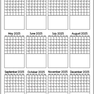 2025 Calendar for Kids, Printable Blank Monthly 2025 Calendar Gift ...