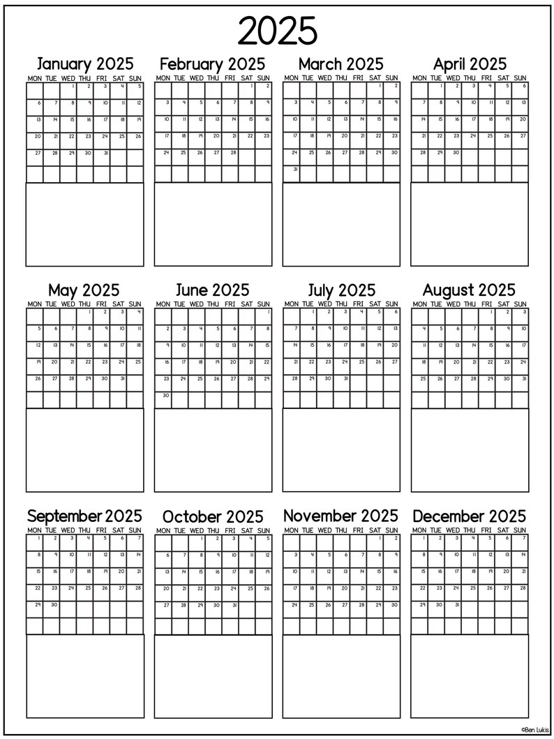2025 Calendar for Kids, Printable Blank Monthly 2025 Calendar Gift ...