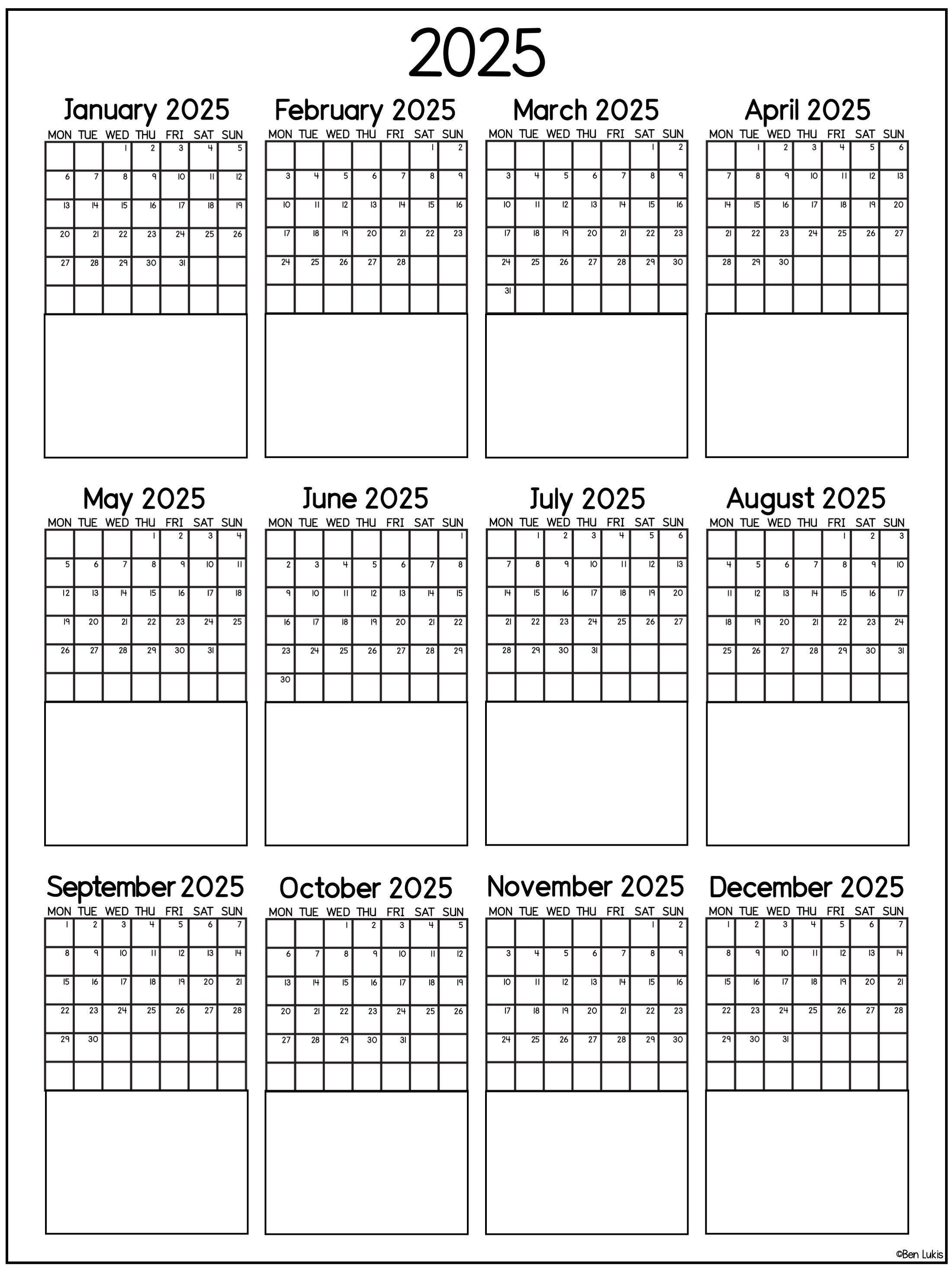 2025 Calendar for Kids, Printable Blank Monthly 2025 Calendar Gift ...
