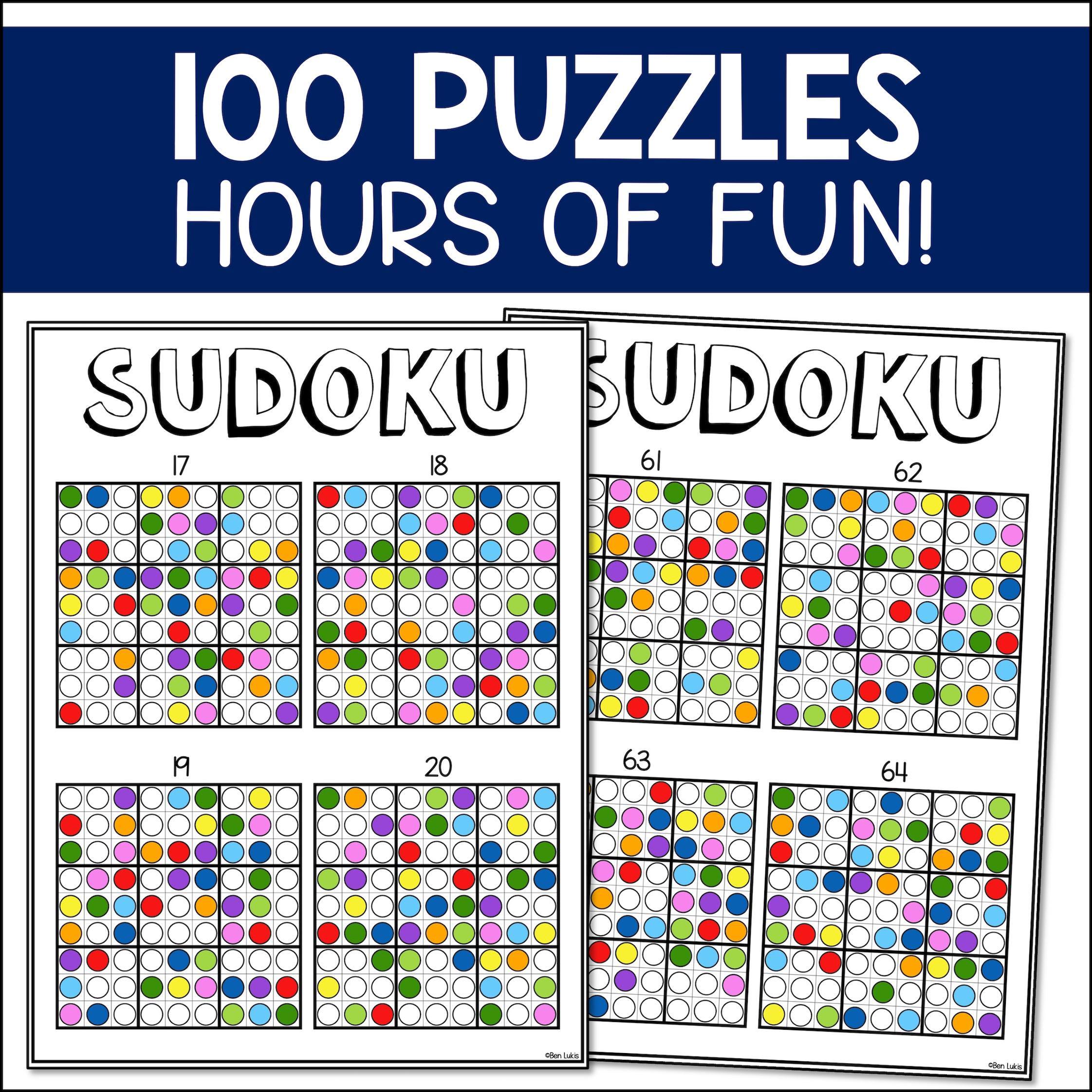 Sudoku Puzzles for Kids, 100 Sudoku Puzzle Sheets, Coloring Puzzles ...