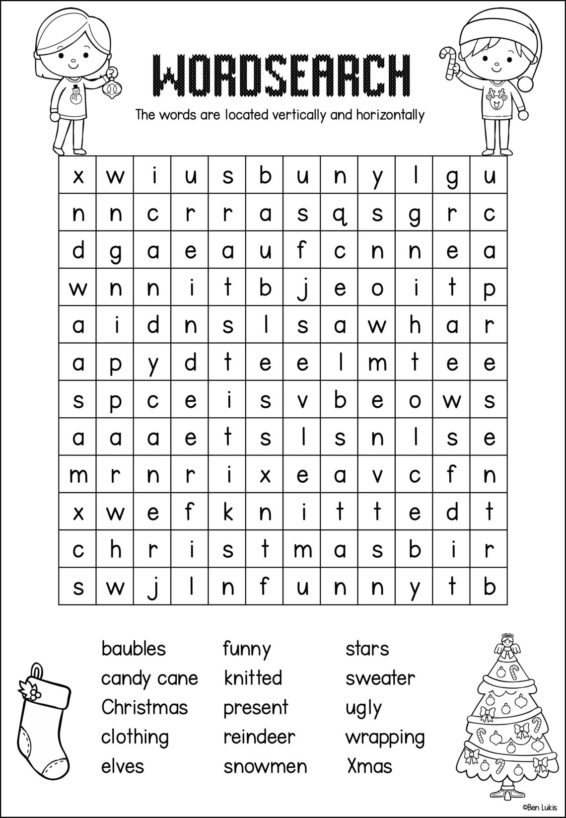 Ugly Christmas Sweater Word Search, Xmas Writing Prompts, Math ...