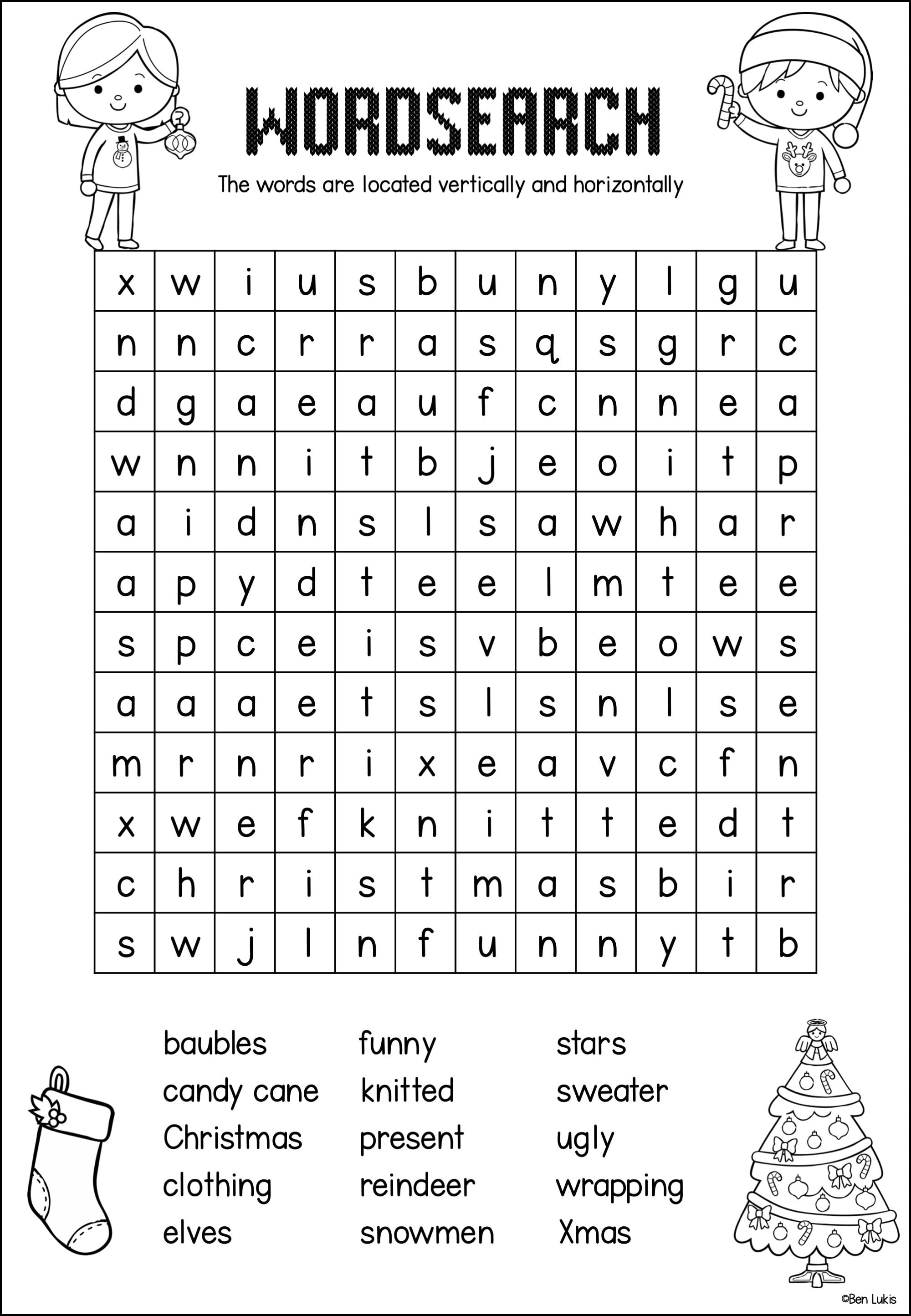 Ugly Christmas Sweater Word Search, Xmas Writing Prompts, Math ...