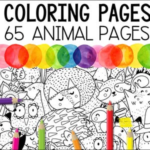 Animal Coloring Pages for Kids and Adults, 65 Animal Theme Activity ...