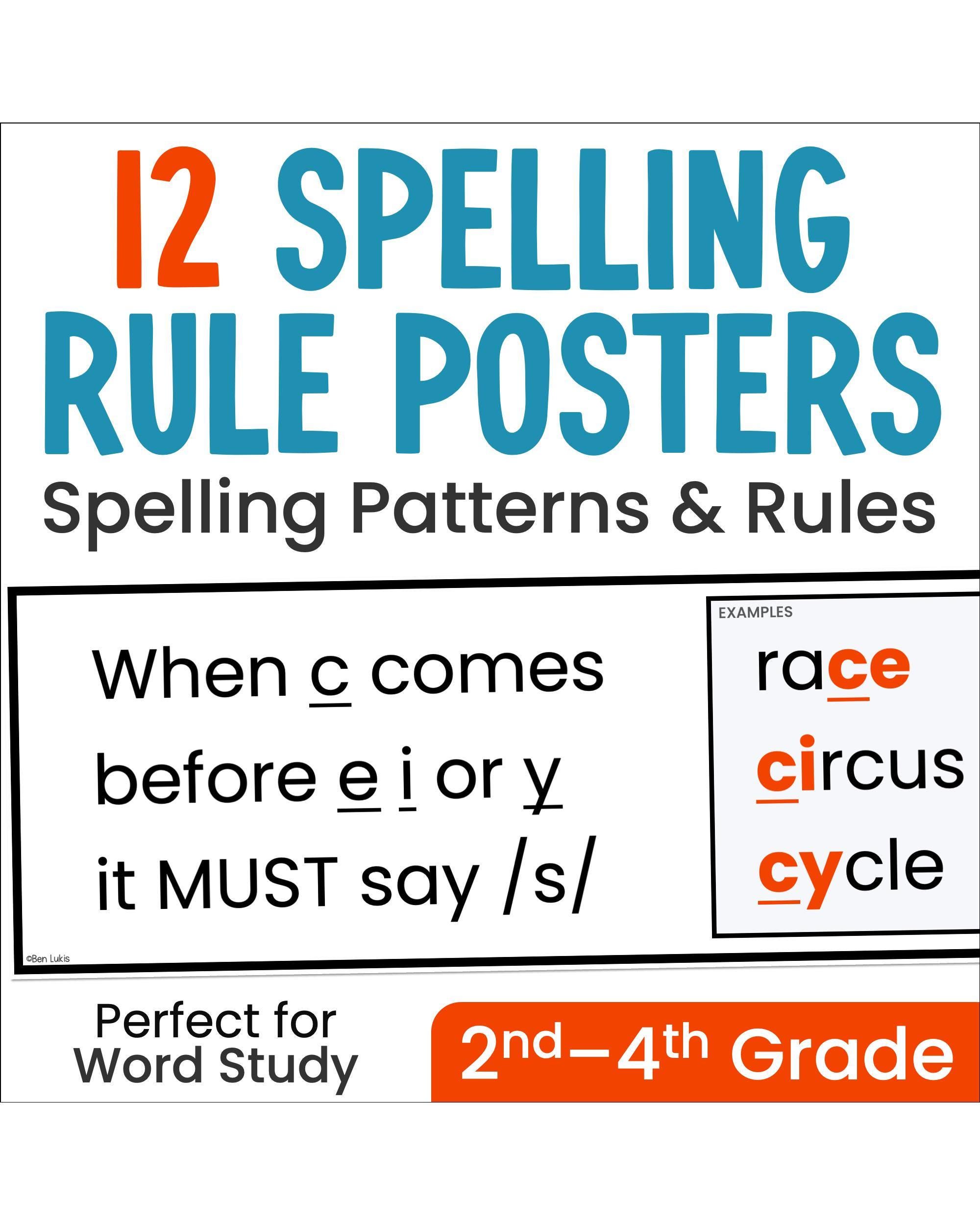 Spelling Rules Posters, Phonics Charts, Teacher & Homeschool Resource ...