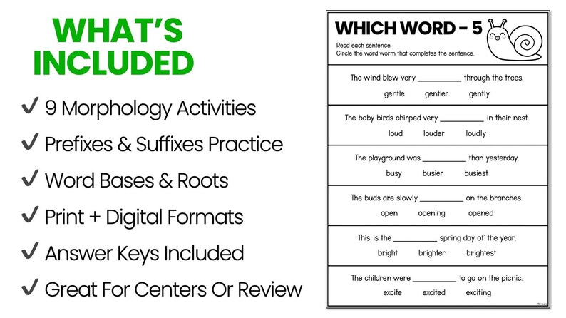 Spring Morphology Worksheets | Prefixes Suffixes & Base Words ...