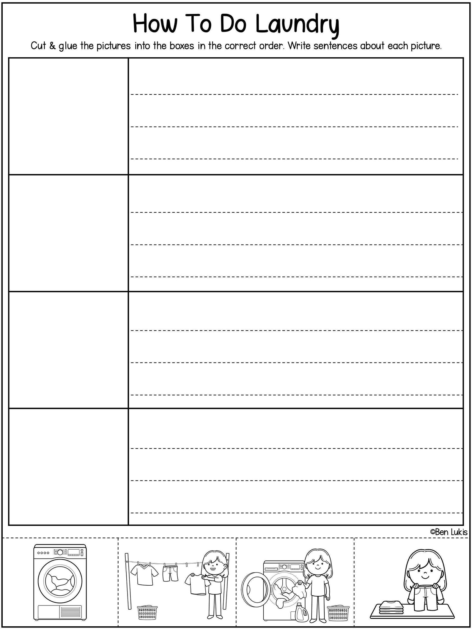 Laundry Sequencing Writing Activity, Homeschool ELA (printable PDF) - Etsy