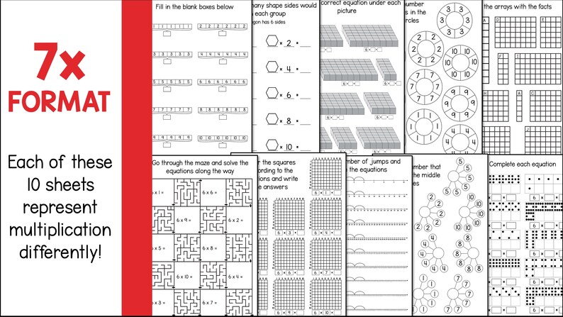 Multiplication Practice Worksheets for 7 Times Table, Printable ...