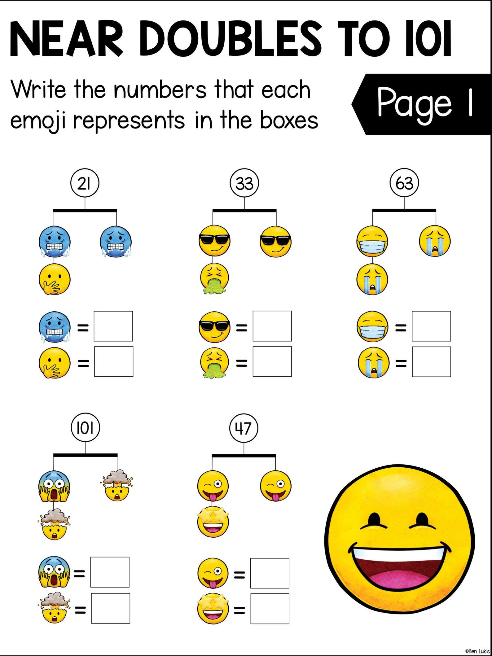 Near Doubles Math Facts Worksheets, Early Algebra Math Mobiles ...