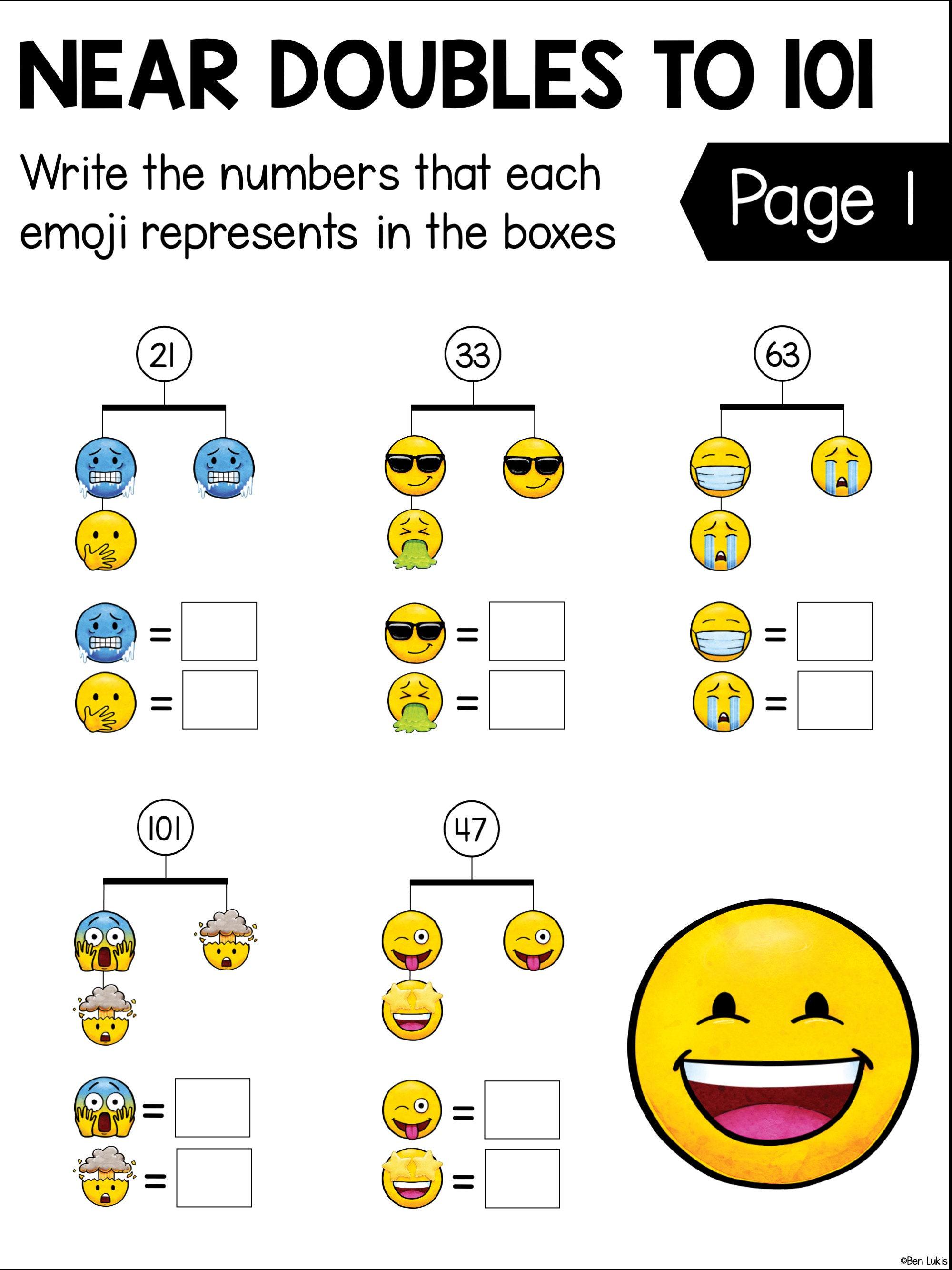 Near Doubles Math Facts Worksheets, Early Algebra Math Mobiles ...