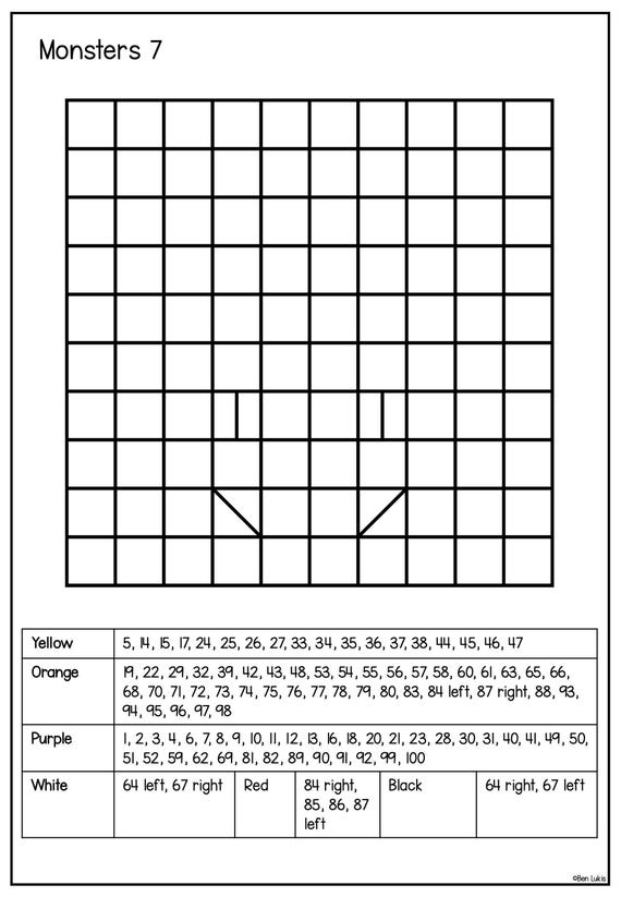 Hundred Chart Coloring Pages