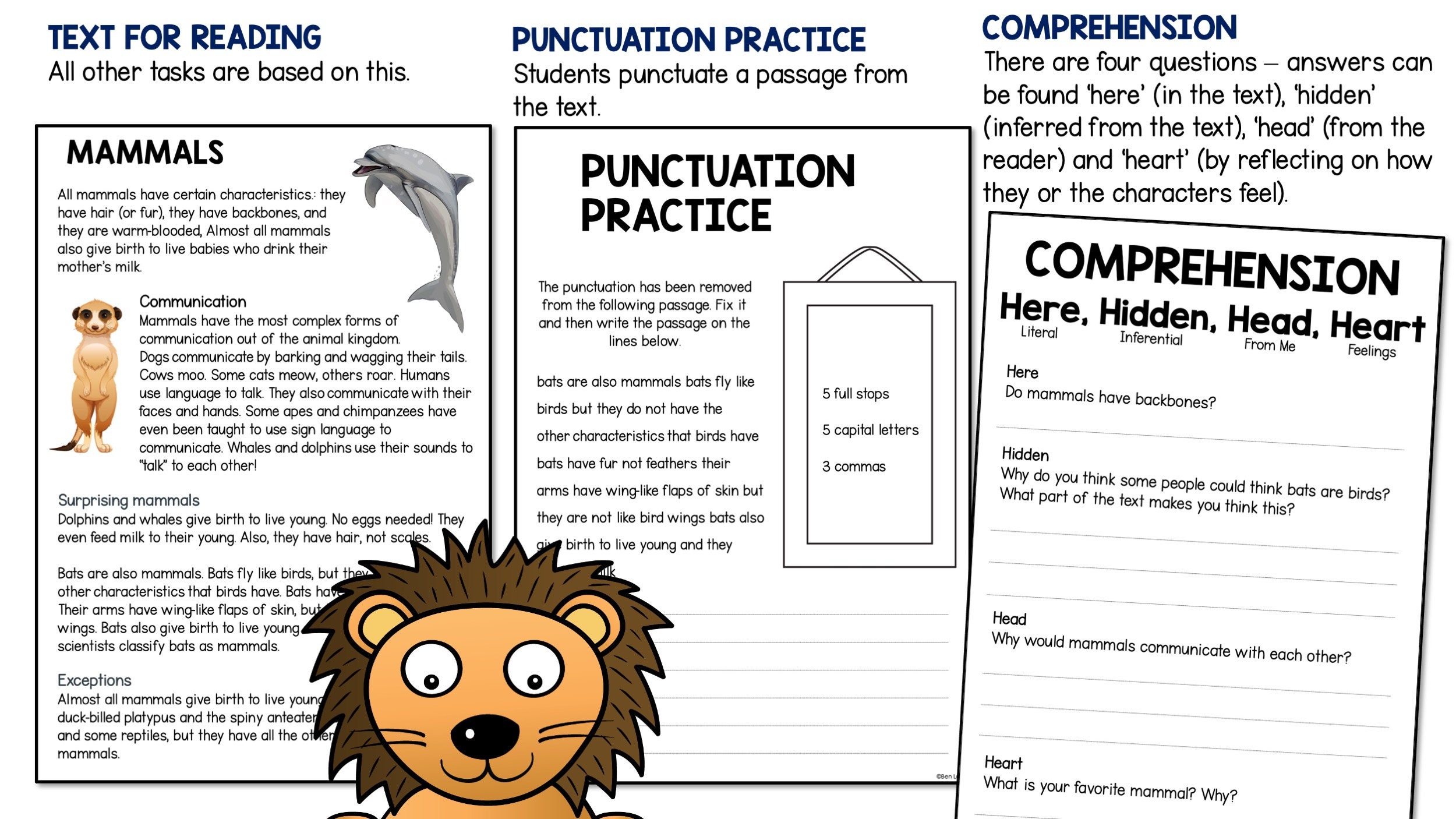 Mammals Literacy Activities, Reading and Writing About Mammals, 2nd ...