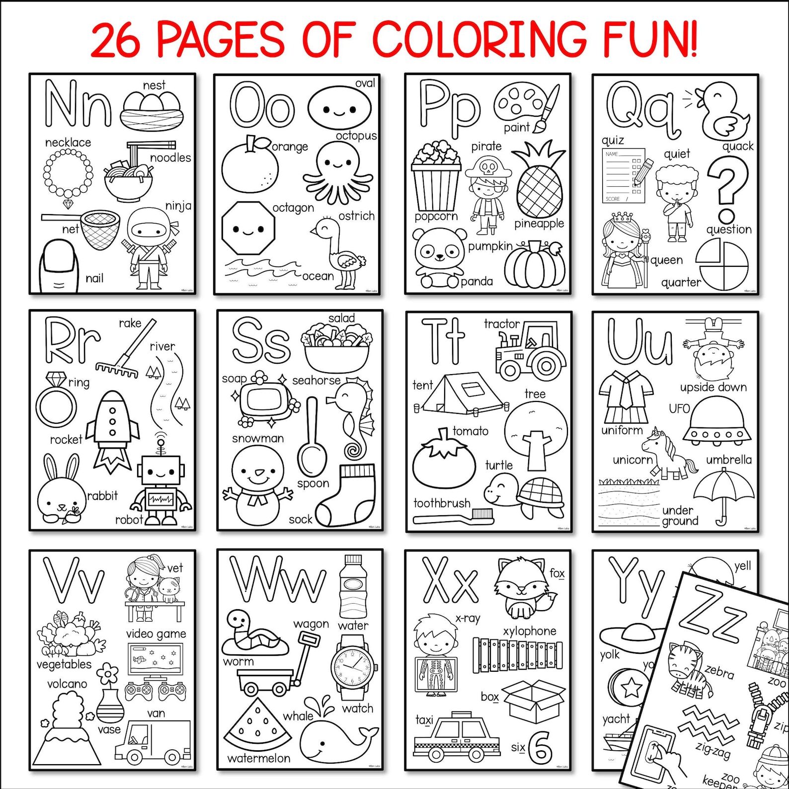 Printable Alphabet Coloring Pages for Kids, ABC Learning Activity ...