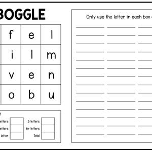 Boggle Word Game Printable Pages, Printable Word Puzzle Pages and ...