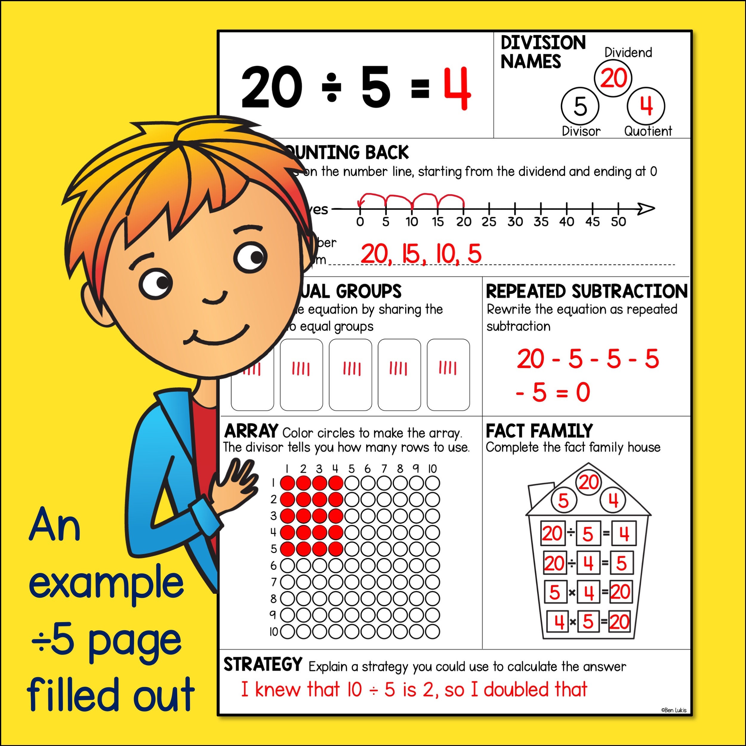 Divide by 4 Practice Math Worksheets, Division Equation of the Day ...