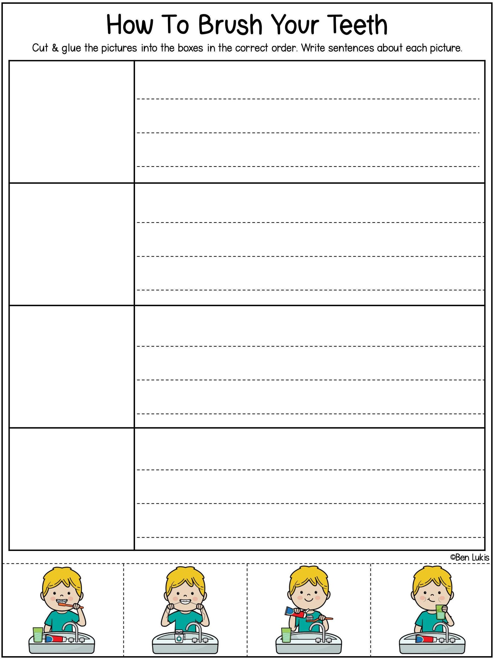 How to Brush Your Teeth Procedural Writing, Sequencing & Sentence ...